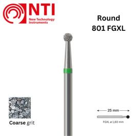 NTI Diamond Round 801 (001) Coarse FGXL (Extra Long Shank) bur 10/Pk